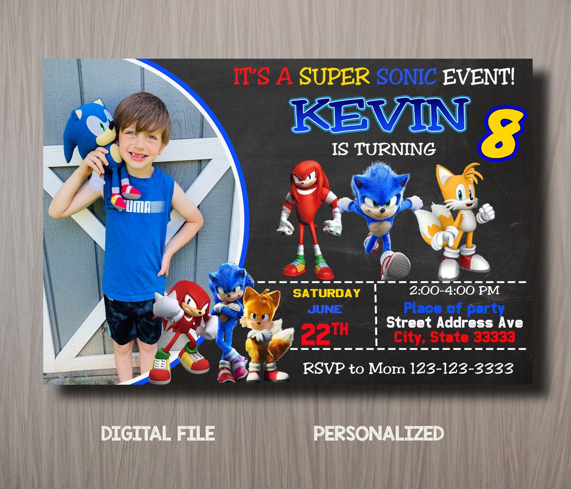 Invitación de cumpleaños de Sonic the Hedgehog, invitación digital para ...