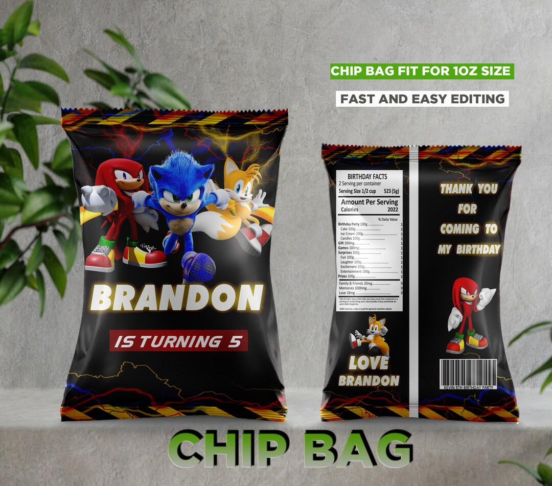 Sonic Chip Bag, Sonic Birthday Chip Bag, Sonic Party Chip Bag, Sonic ...