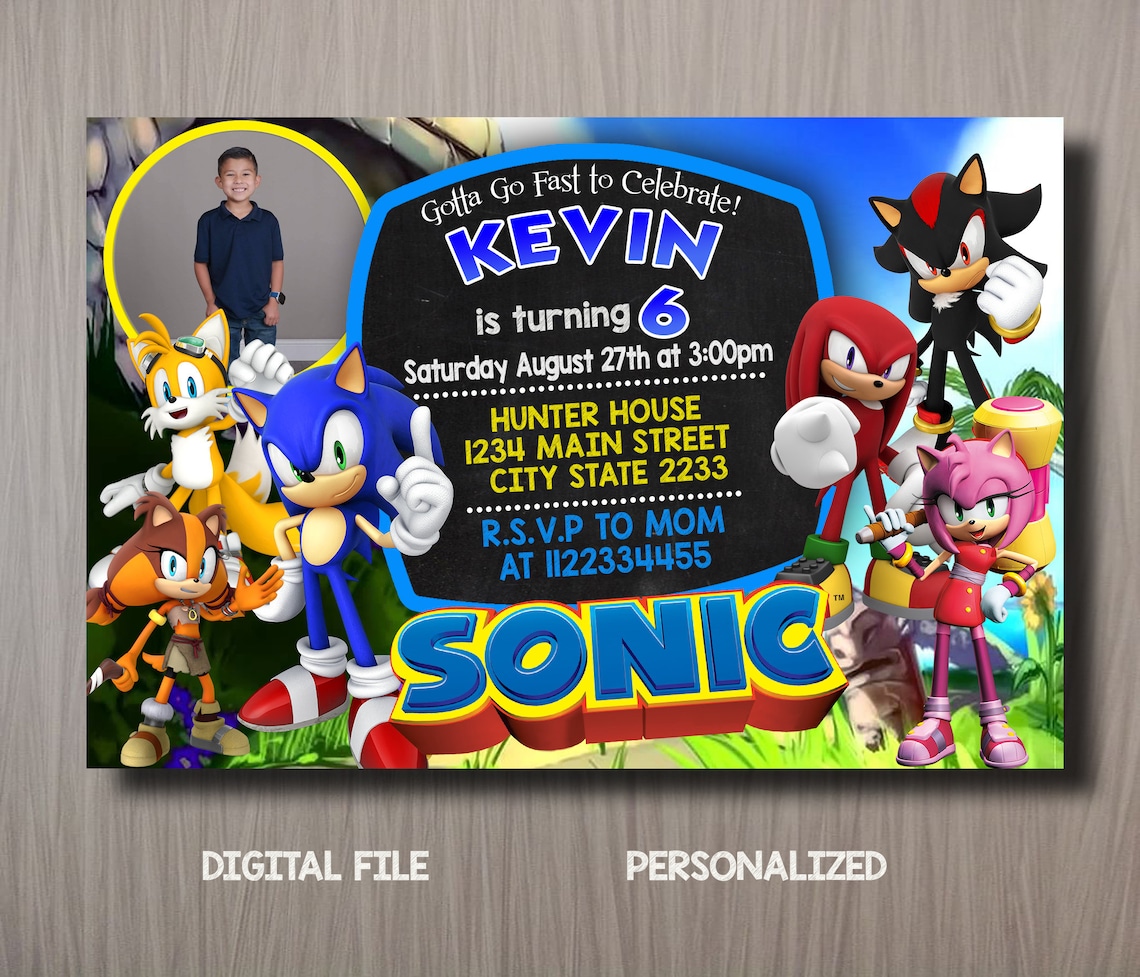Invitación de cumpleaños de Sonic Invitación de Sonic - Etsy México