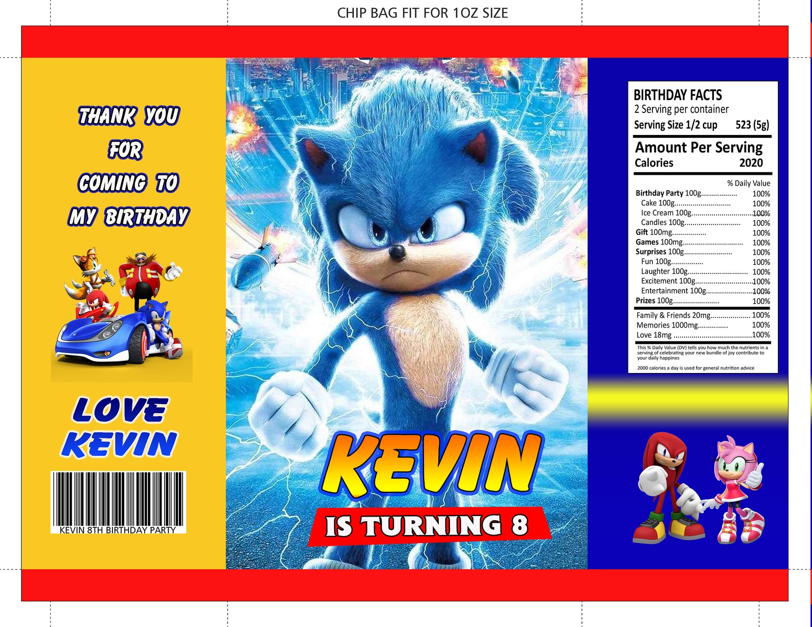 Sonic Chip Bags Sonic Birthday Chip Bag Sonic Party Chip - Etsy