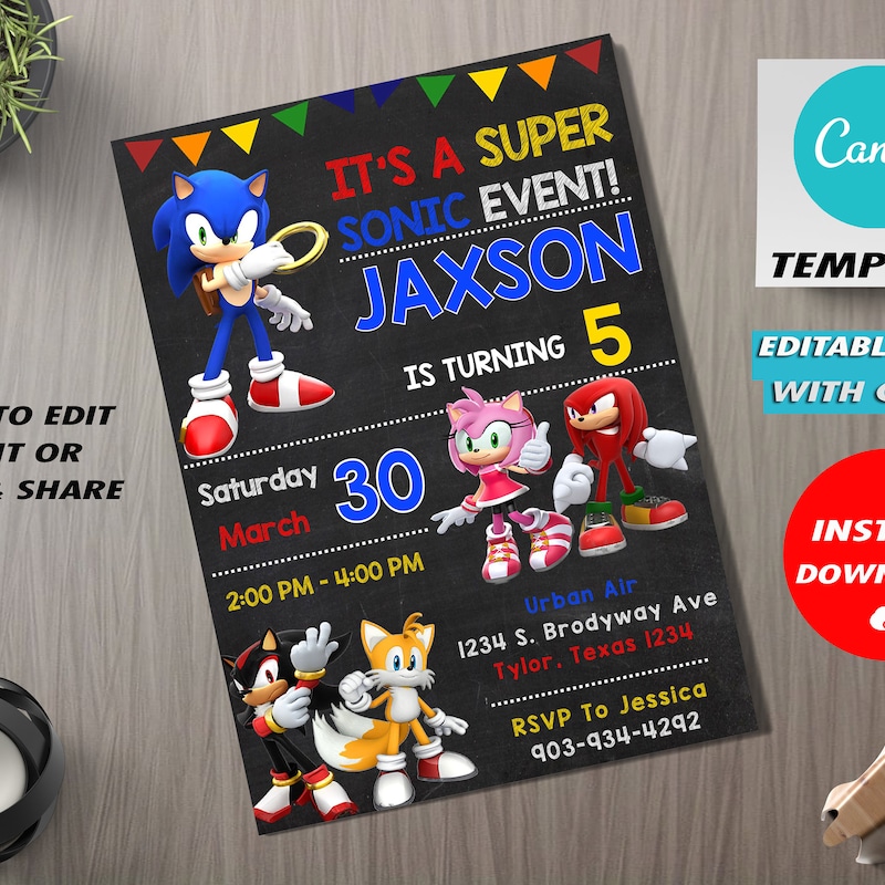 Sonic the Hedgehog Birthday Invitation - Etsy