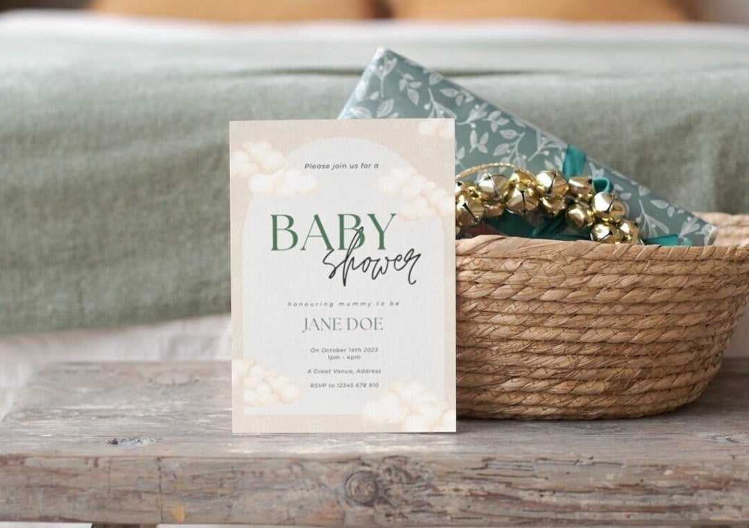 Personalised Baby Shower Invitation, Baby Shower Invite, Simple Baby ...