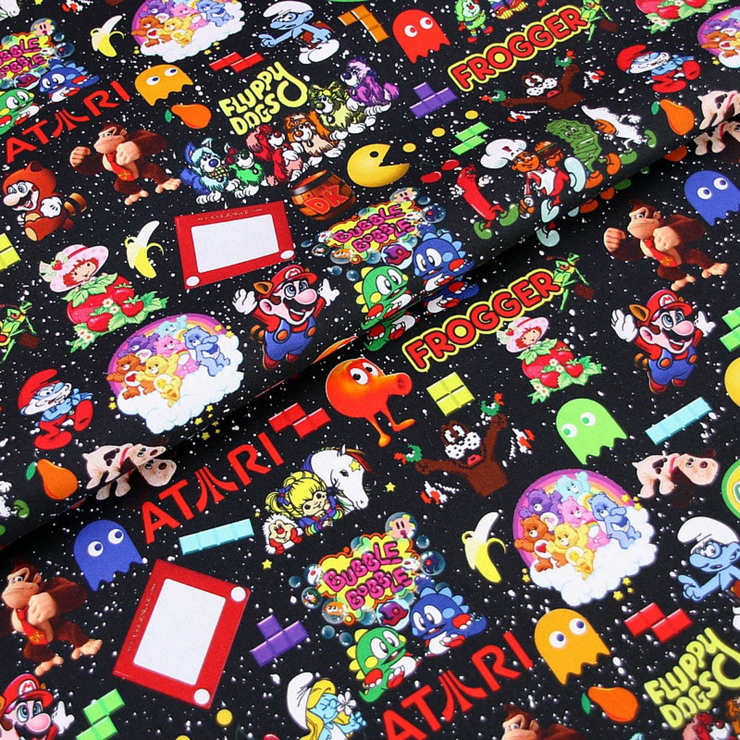 Classic Game Fabric 80’s Arcade Game Fabric Retro Arcade Games Fabric ...