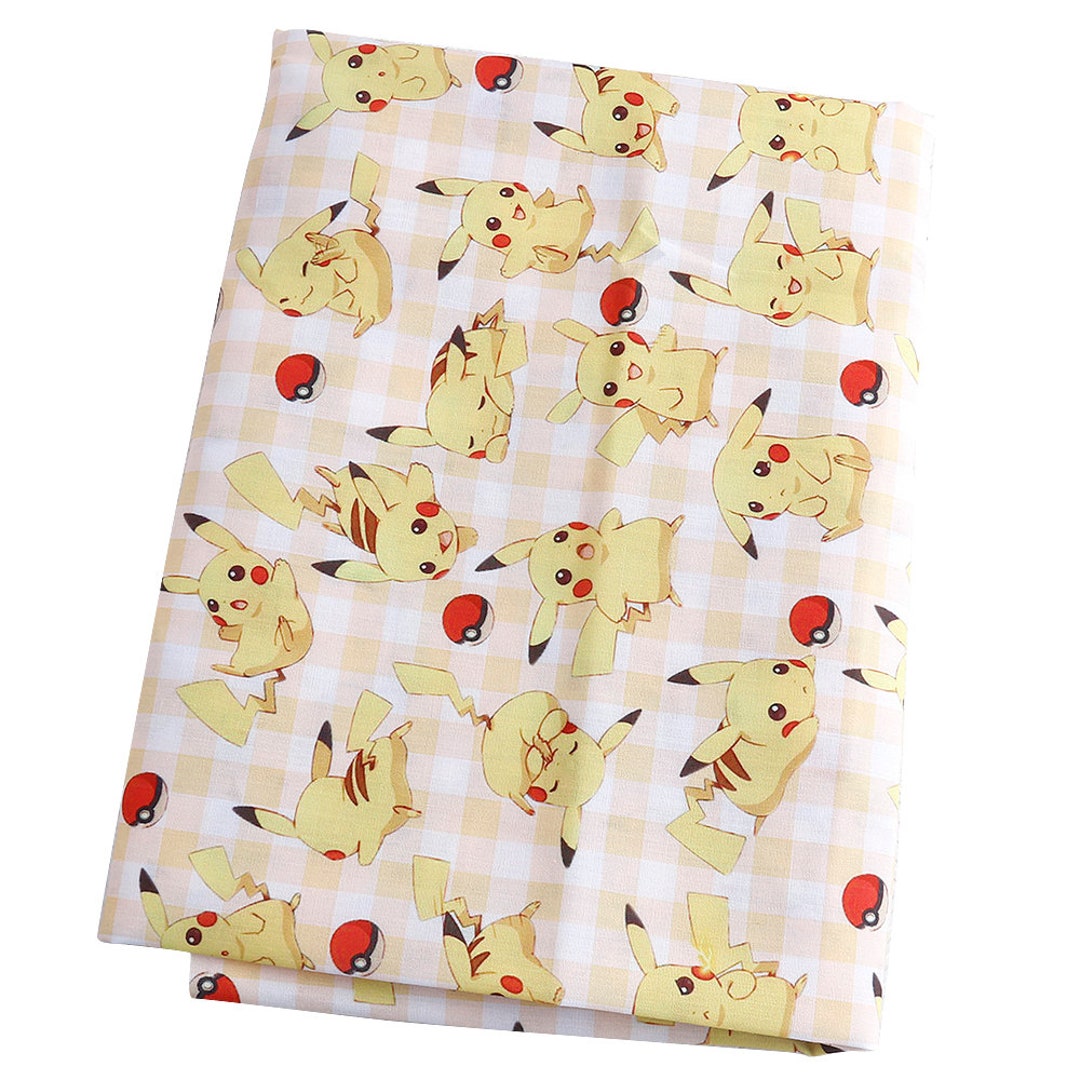 Cute Japanese Fabric, Pikachu Fabric, Polyester and Cotton Fabric, 70% Cotton, Monster Fabric ...