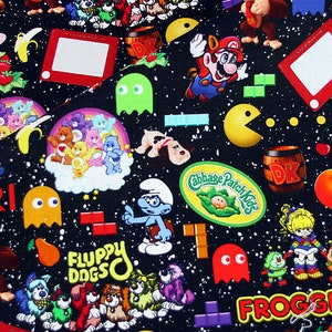 Classic Game Fabric 80’s Arcade Game Fabric Retro Arcade Games Fabric ...