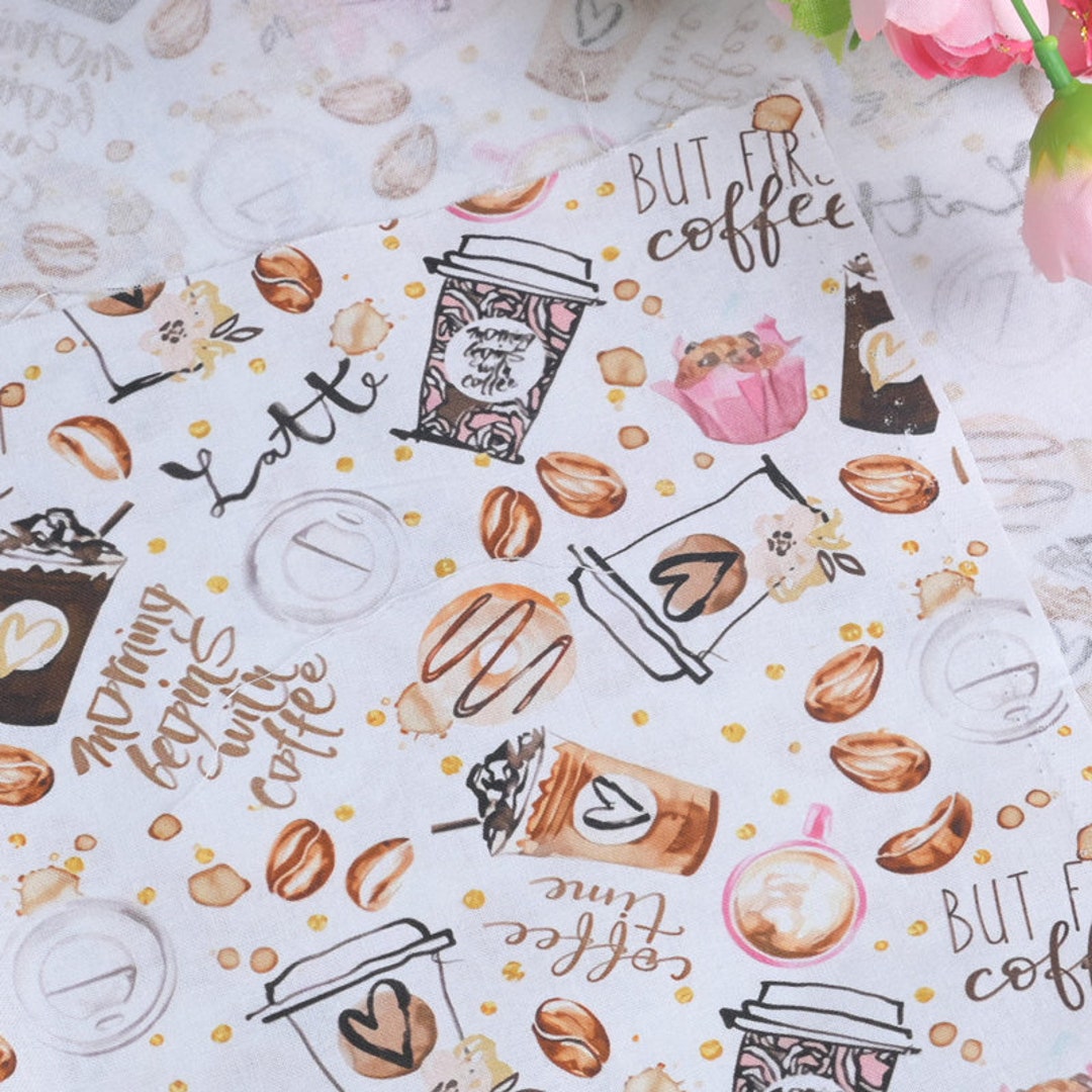 Doughnut Fabric for Coffee Lover Fabric | Tarbucks Coffee Fabric | 100% ...