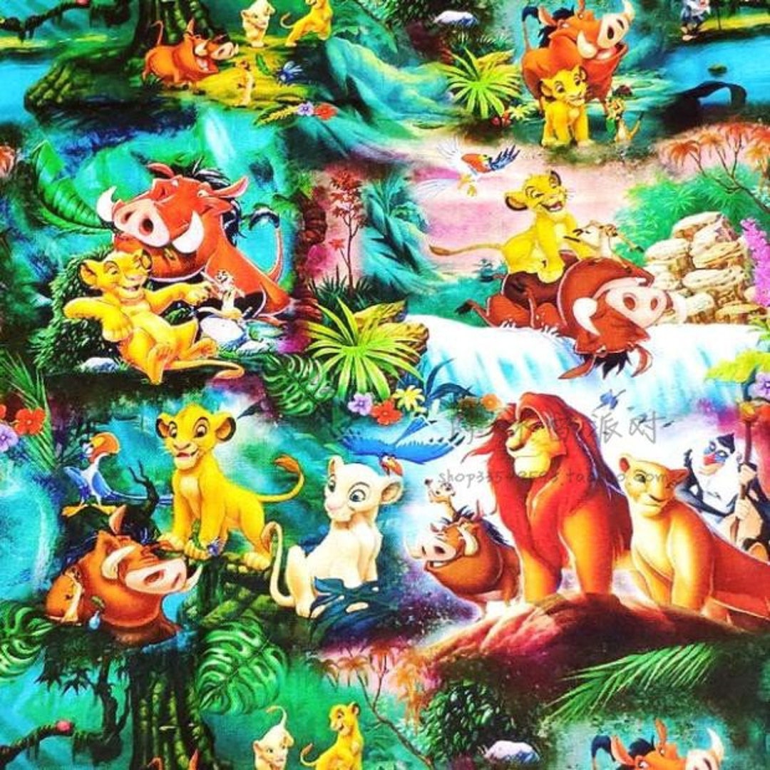 Lion King Fabric Lion Simba Mufasa Cotton Cartoon Fabric 100% Cotton ...