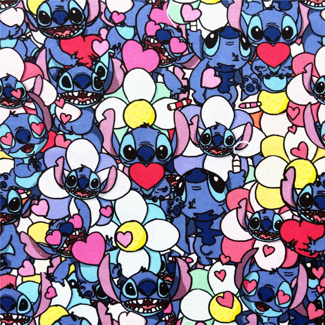 Disney Characters Fabric Stitch Fabric - Lilo & Stitch Fabric - Cartoon ...
