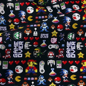 Classic Game Fabric 80’s Arcade Game Fabric Retro Arcade Games Fabric ...
