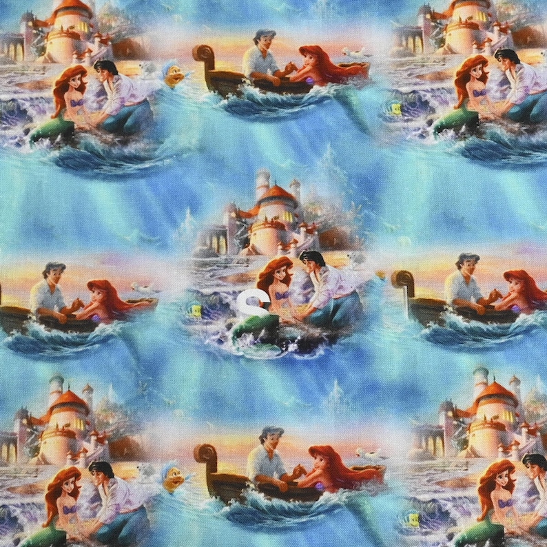 Disney Little Mermaid Ariel Fabric Sebastian & Anchor Fabric Anime ...