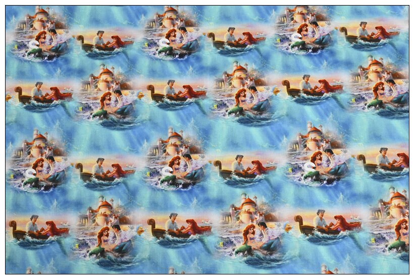 Disney Little Mermaid Ariel Fabric Sebastian & Anchor Fabric Anime ...