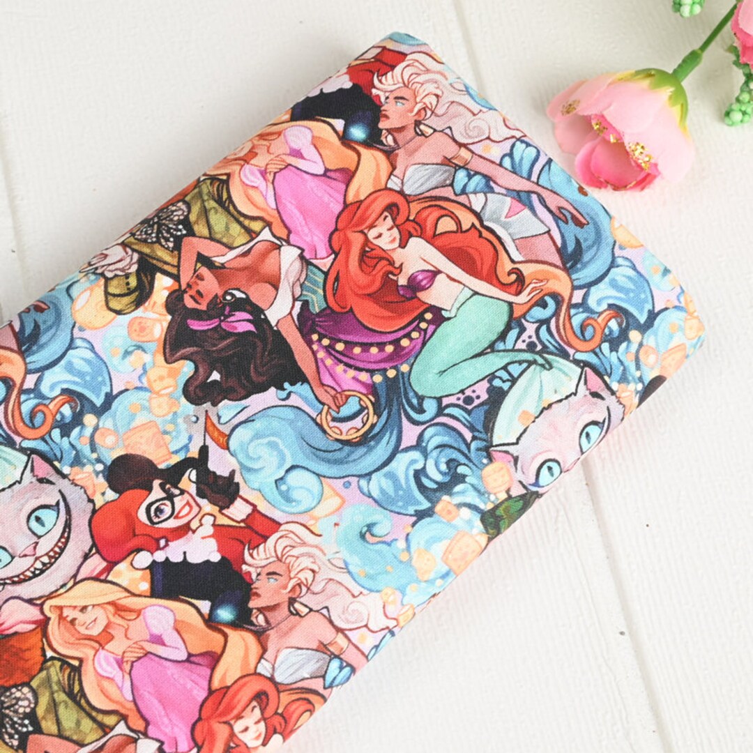 Disney Little Mermaid Ariel Fabric Sebastian & Anchor Fabric Anime ...