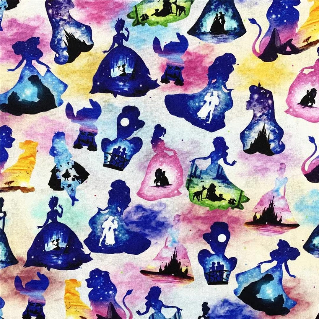 Disney Princess Fabric - Princess Aurora Snow White Jasmine Ariel Belle ...