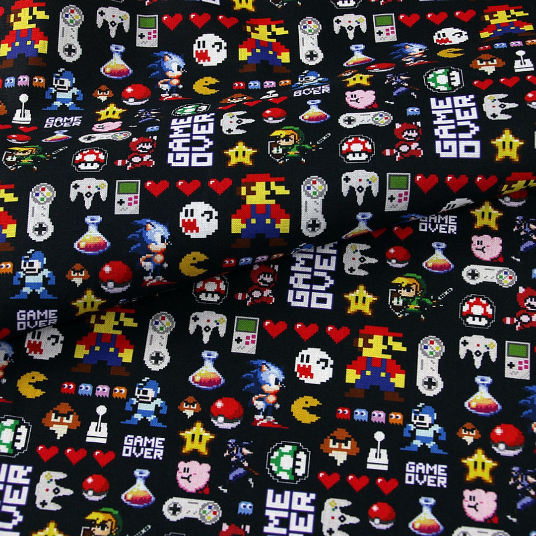 Classic Game Fabric 80’s Arcade Game Fabric Retro Arcade Games Fabric ...