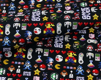 DIS COUNT Classic Game Fabric 80s Arcade Game Fabric Retro Games Fabric ...