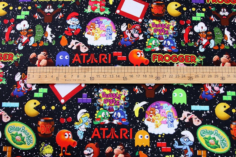 Classic Game Fabric 80s Arcade Game Fabric Retro Arcade Games - Etsy