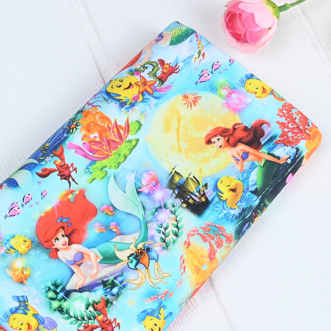 Disney Little Mermaid Ariel Fabric Sebastian & Anchor Fabric Anime ...