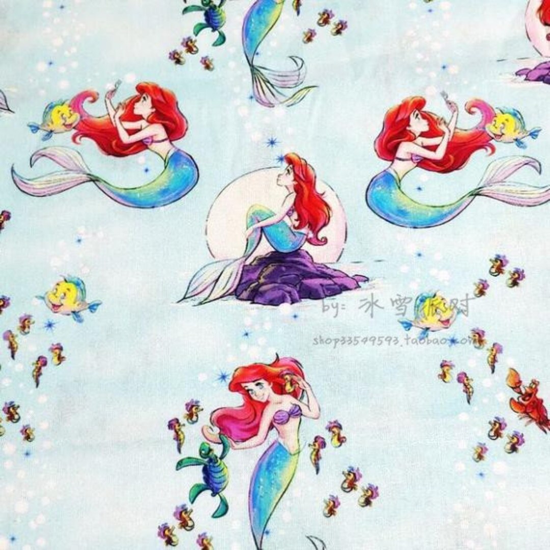 Disney Little Mermaid Ariel Fabric Sebastian & Anchor Fabric Anime ...
