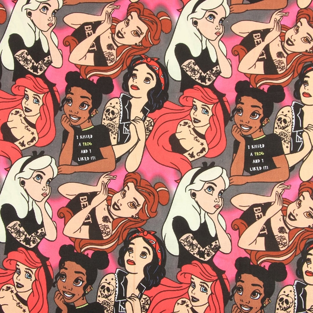 Disney Princess Fabric Princess Aurora Snow White Jasmine Ariel Belle ...