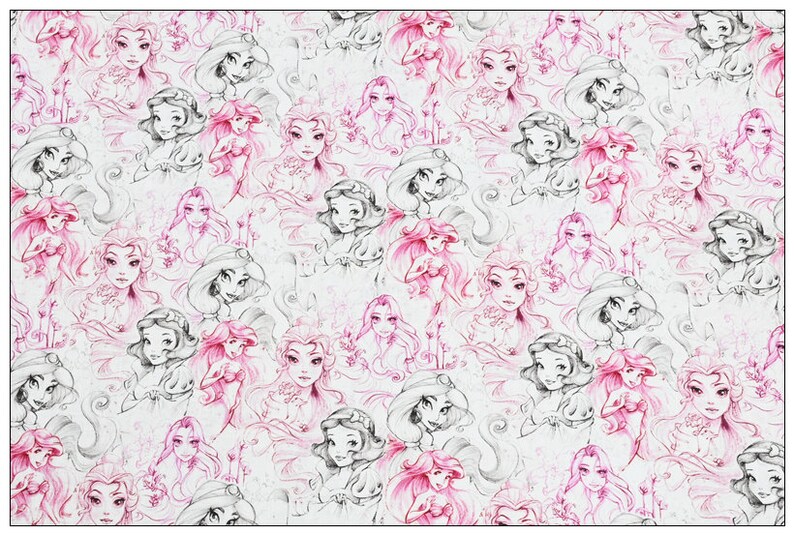 Disney Princess Fabric Princess Aurora Snow White Jasmine - Etsy