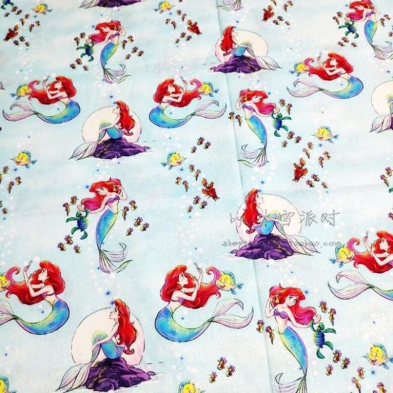 Disney Little Mermaid Ariel Fabric Sebastian & Anchor Fabric Anime ...