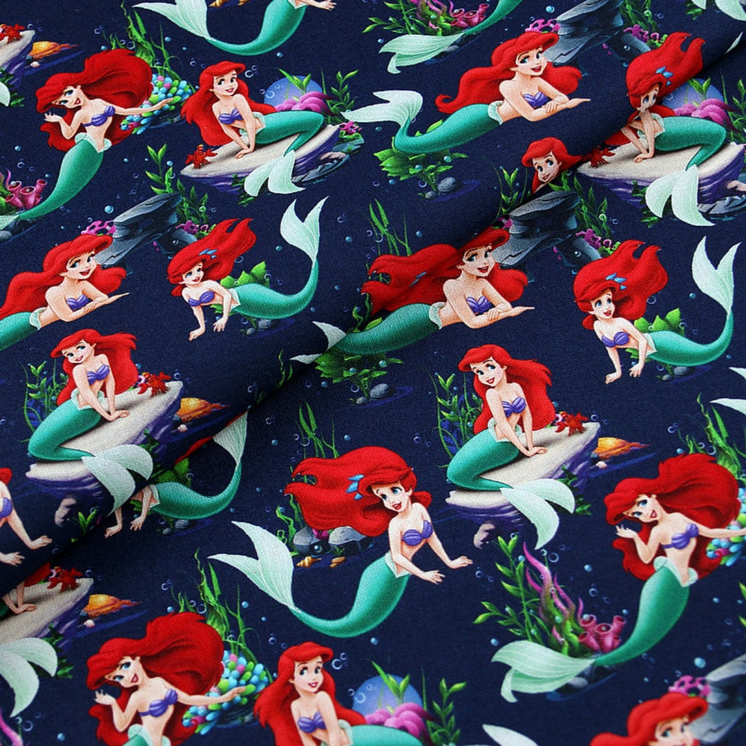 Disney Little Mermaid Ariel Fabric Sebastian & Anchor Fabric Anime ...