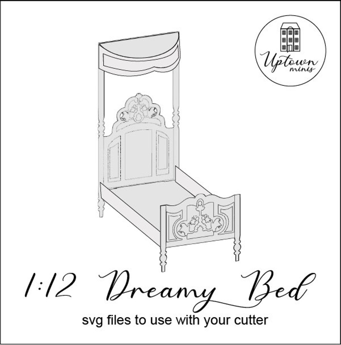 SVG File for a Dreamy Bed in 1:12 Scale in Two Lengths - Etsy