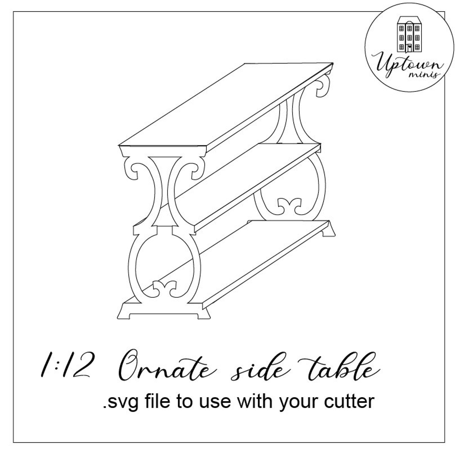 SVG File for an Ornate Side Table in 1:12 Scale - Etsy