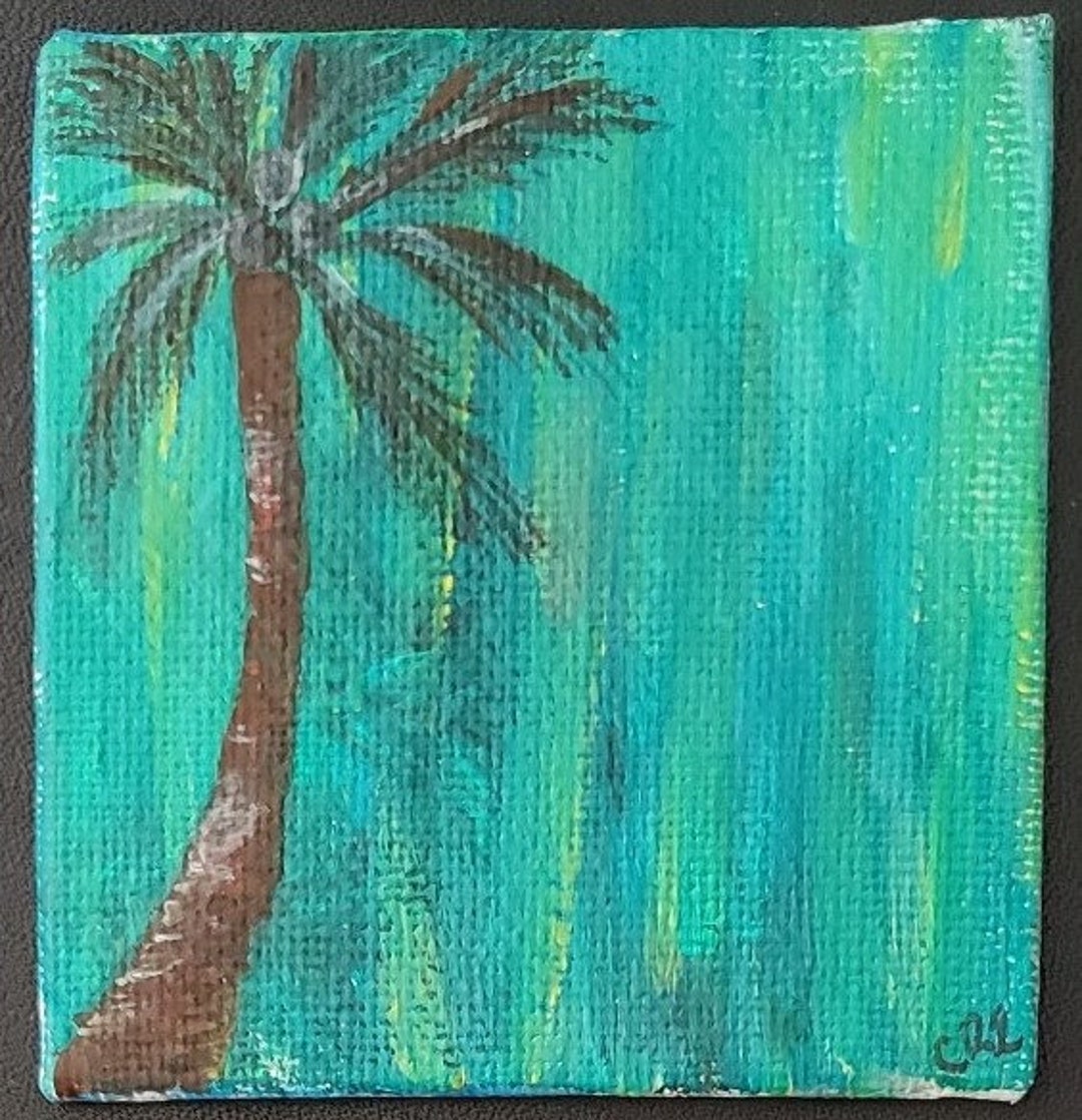 3x3 Palm Tree-green Background - Etsy