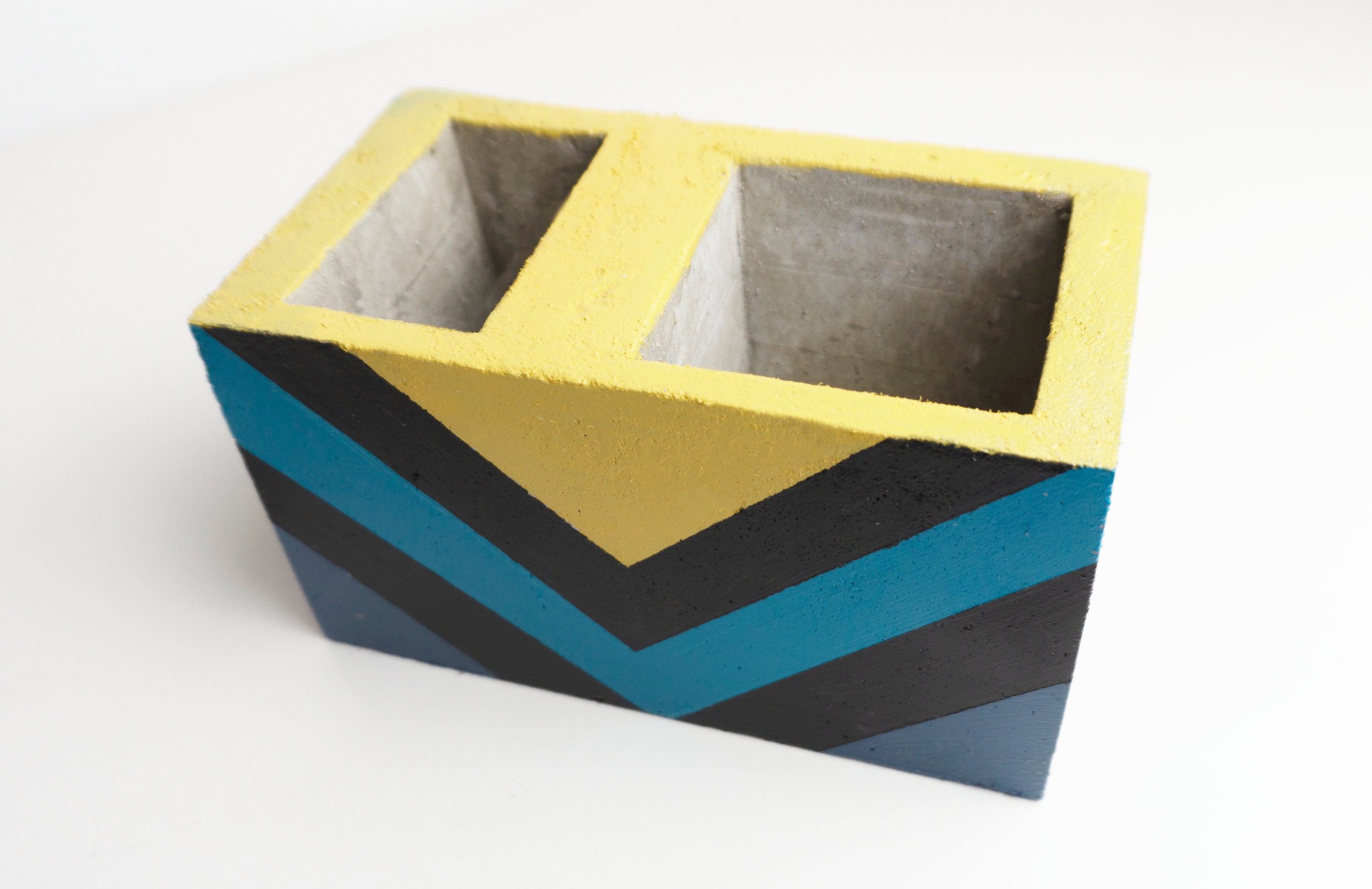 Cement Container With 2 Compartments, Concrete Pot, Flower Pot, Hand ...