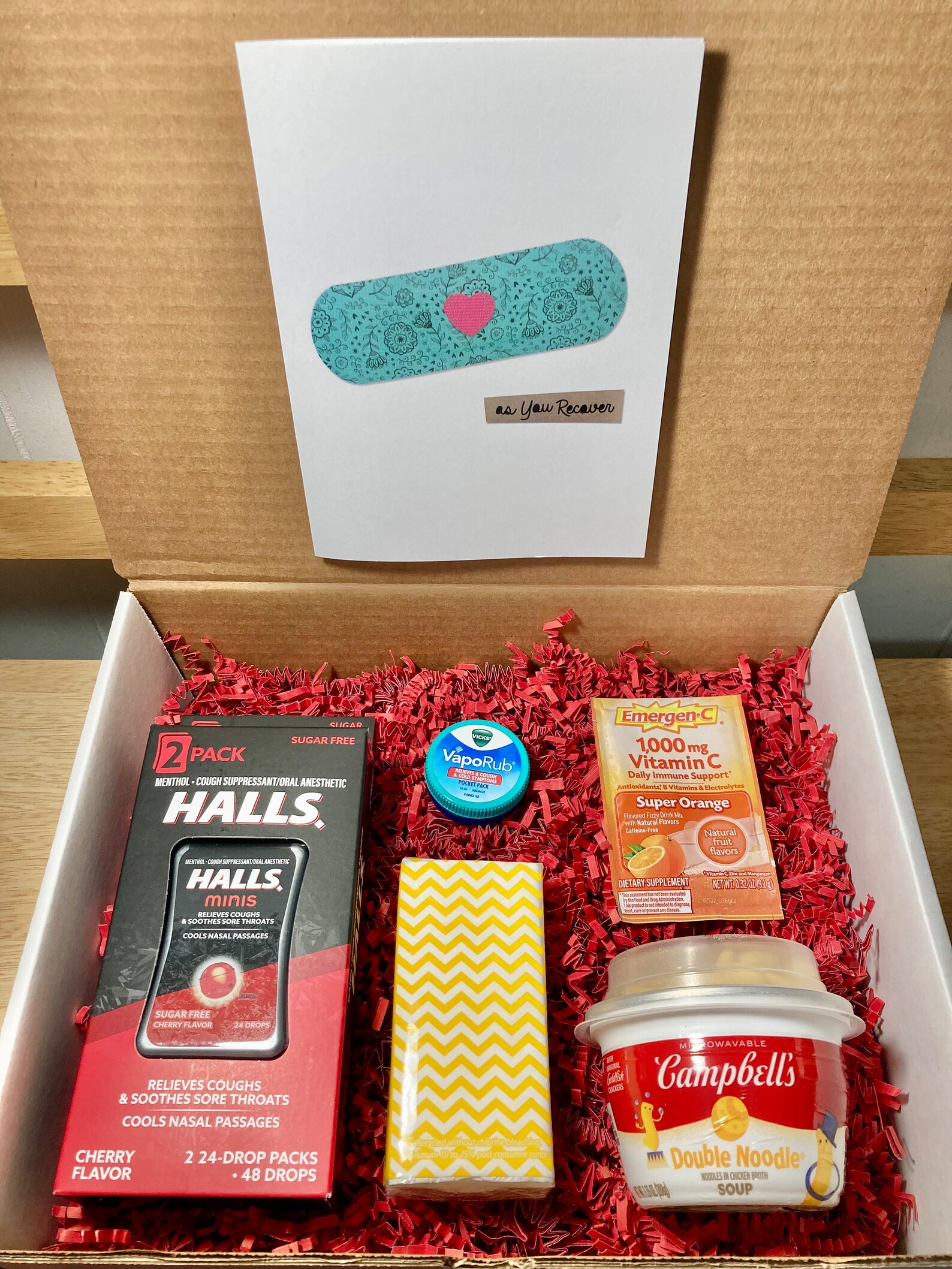 Get Well Soon Care Package: Soup, Cough Drops, Tissues & More - Etsy