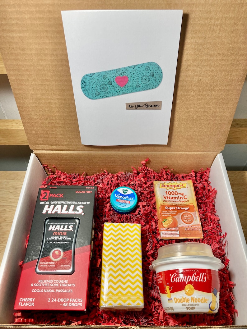 Get Well Soon Care Package: Soup, Cough Drops, Tissues & More - Etsy