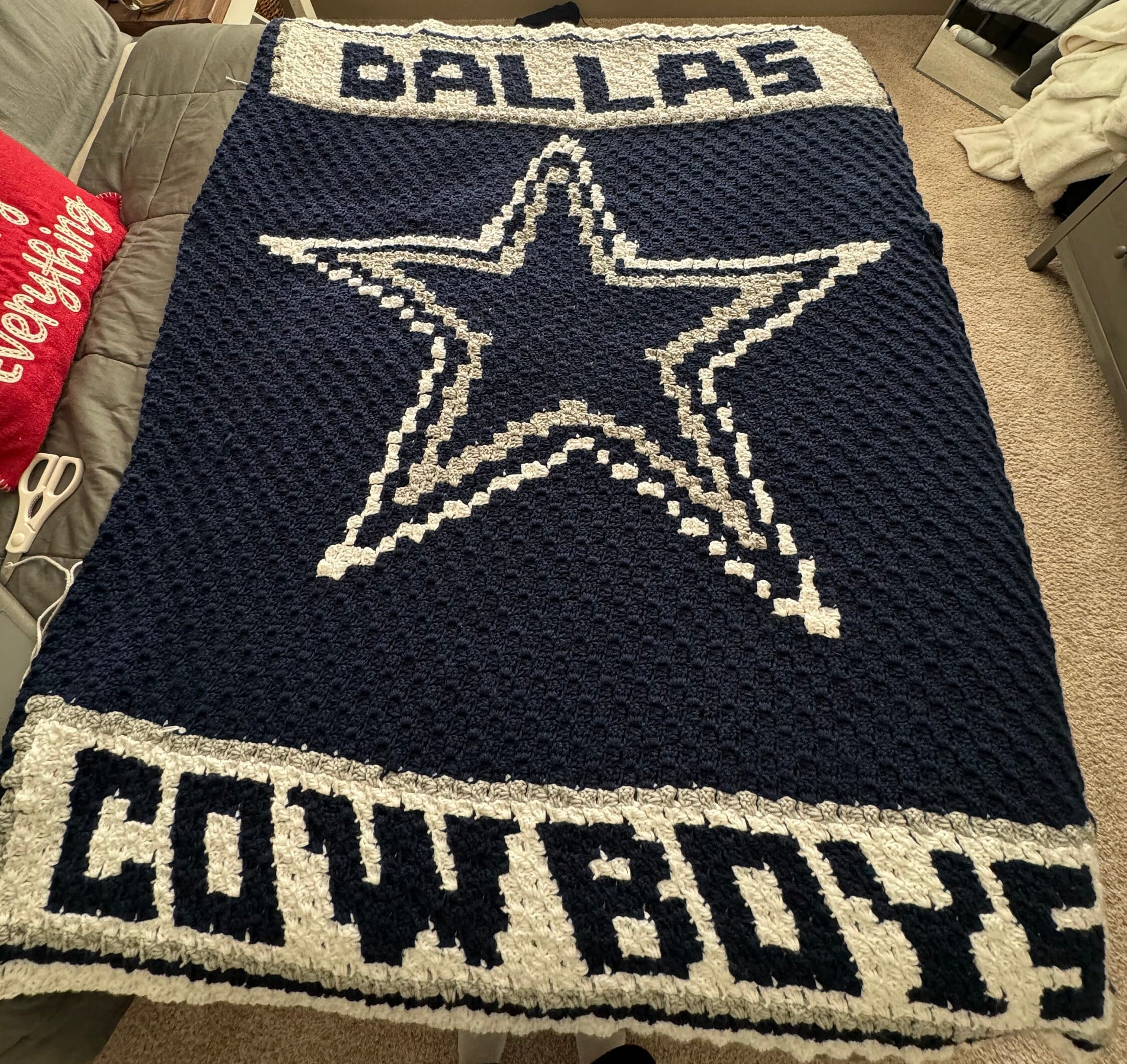 Dallas Cowboys Crochet Blanket Pattern: C2C Afghan (digital Download ...