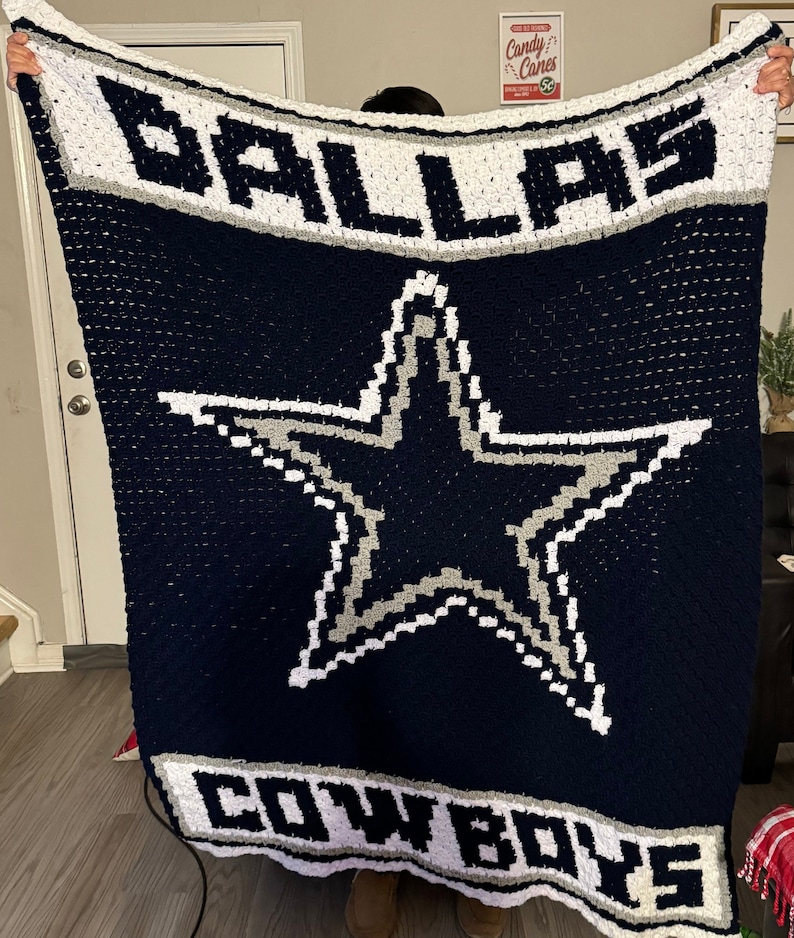 Dallas Cowboys Crochet Blanket Pattern: C2C Afghan (digital Download ...