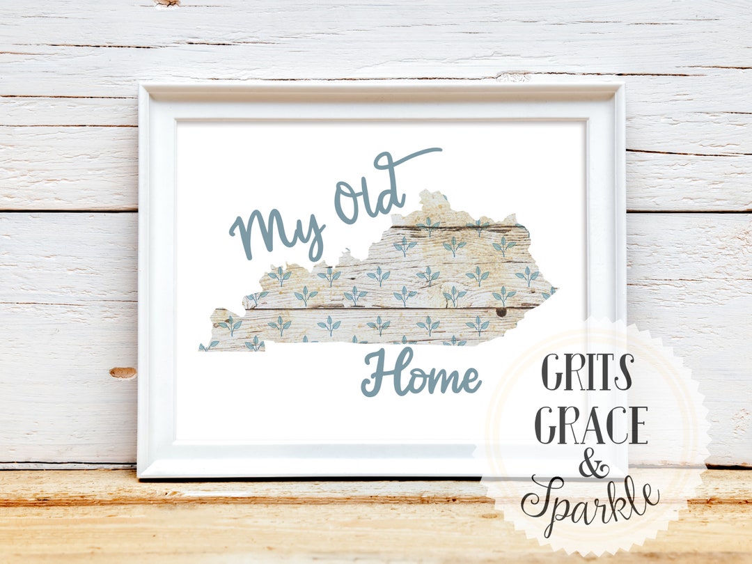 My Old Kentucky Home Weathered Wood and Floral Art Print, Kentucky ...
