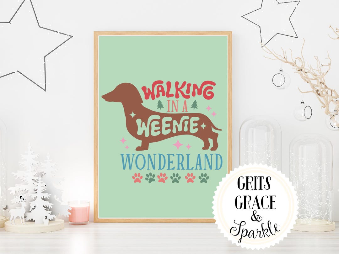 Weenie Wonderland Christmas Retro Art, Animal Lovers, Pet Wall Art ...
