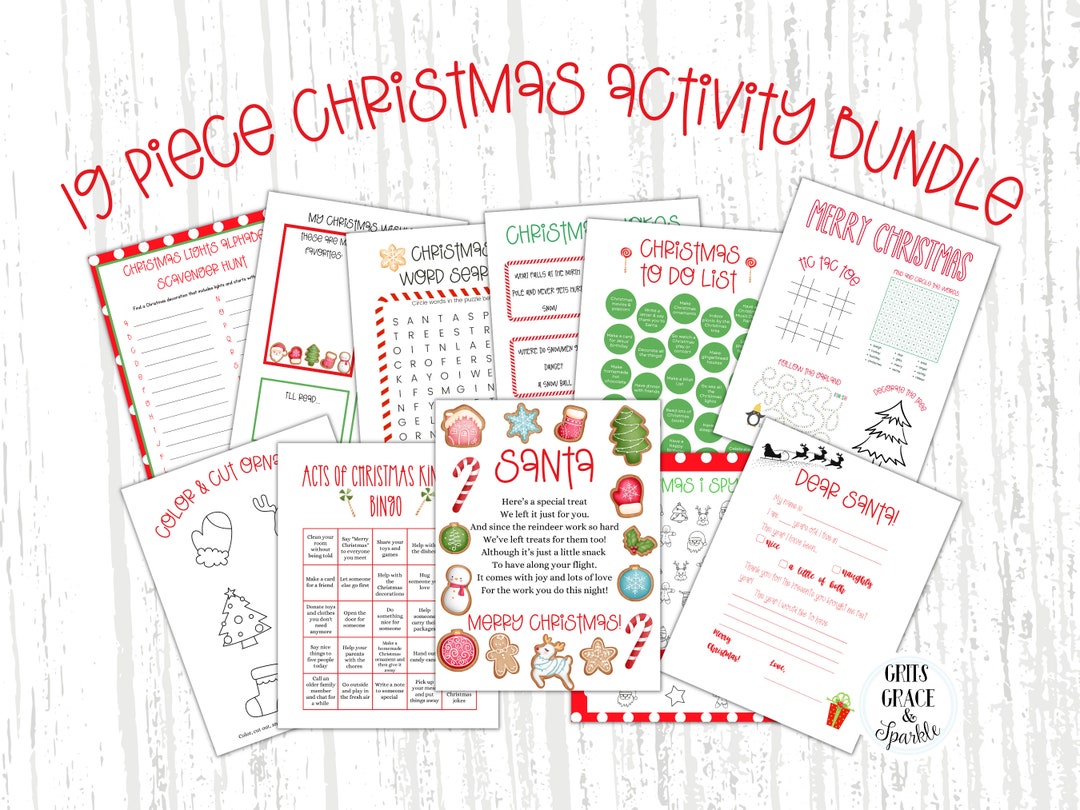 19 Piece Christmas Activity Bundle, Christmas Kids Activities, Coloring ...