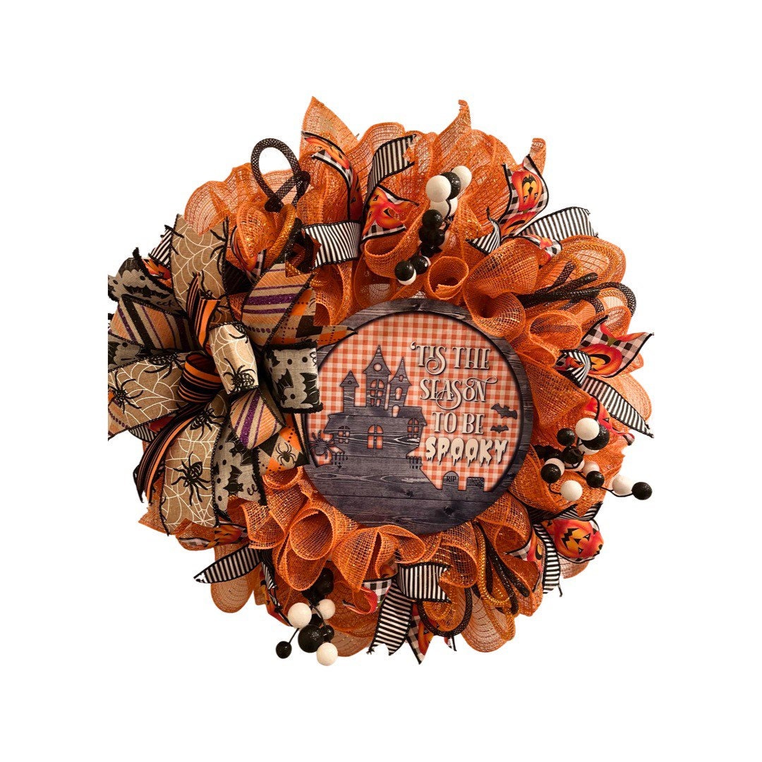 Spooky Wreath, Trick or Treat Wreath, Halloween Wreath, Spooky House ...