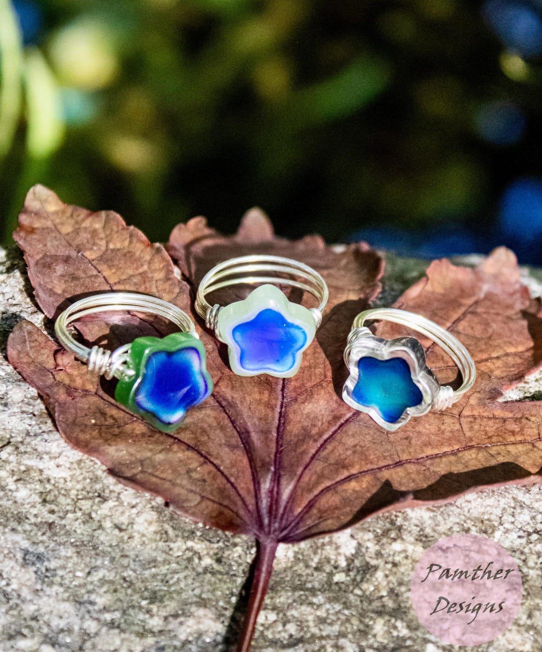 Handcrafted Glass Star Mood Rings, Silver Wire Wrapped - Etsy