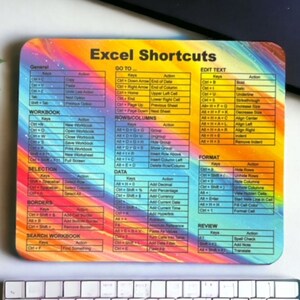 Rainbow -excel Shortcuts Mouse Pad / Desk Accessories, Office Desk ...