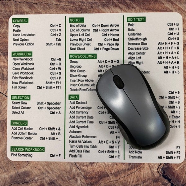 Excel Shortcut Mouse Pad - Etsy