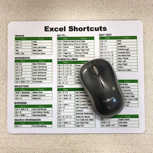 Excel Shortcuts Mouse Pad / Desk Accessories, Office Desk Accessories ...