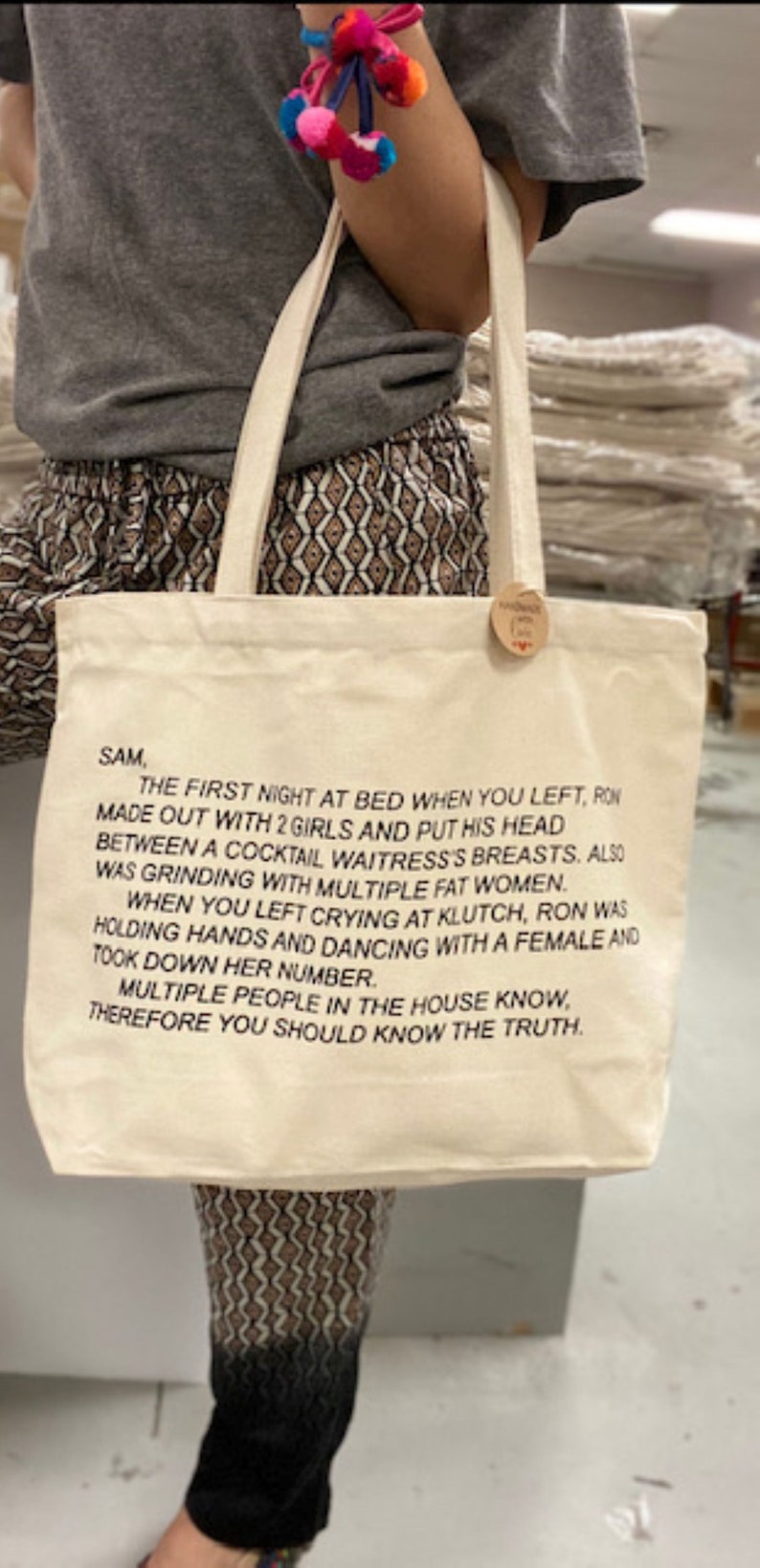 Jersey Shore Note Canvas Tote Bag Anonymous Letter Tote Bag - Etsy