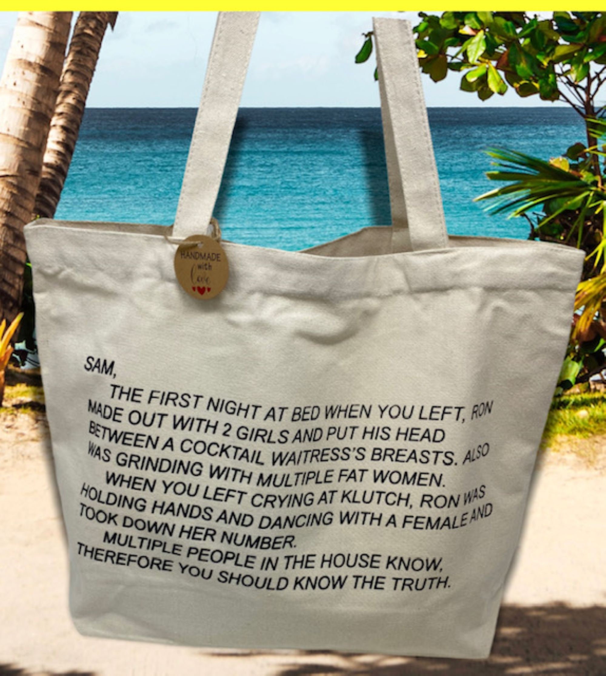 Jersey Shore Note Canvas Tote Bag Anonymous Letter Tote Bag - Etsy