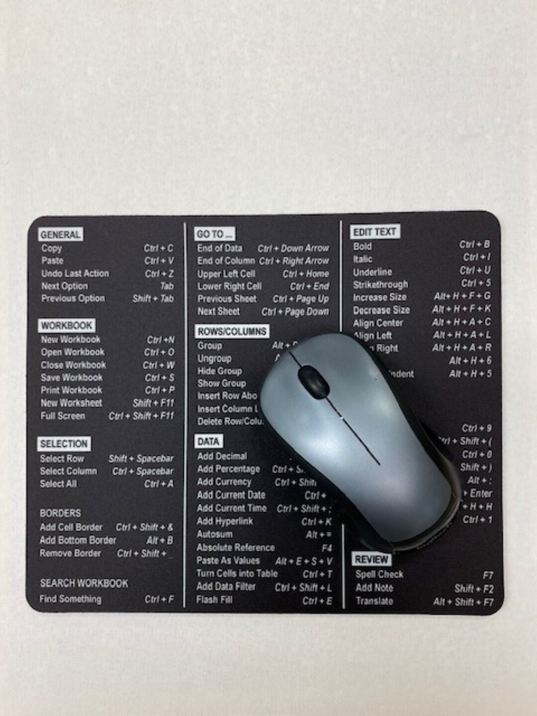 Excel Shortcuts Mouse Pad / Desk Accessories, Desk Accessories, Office ...