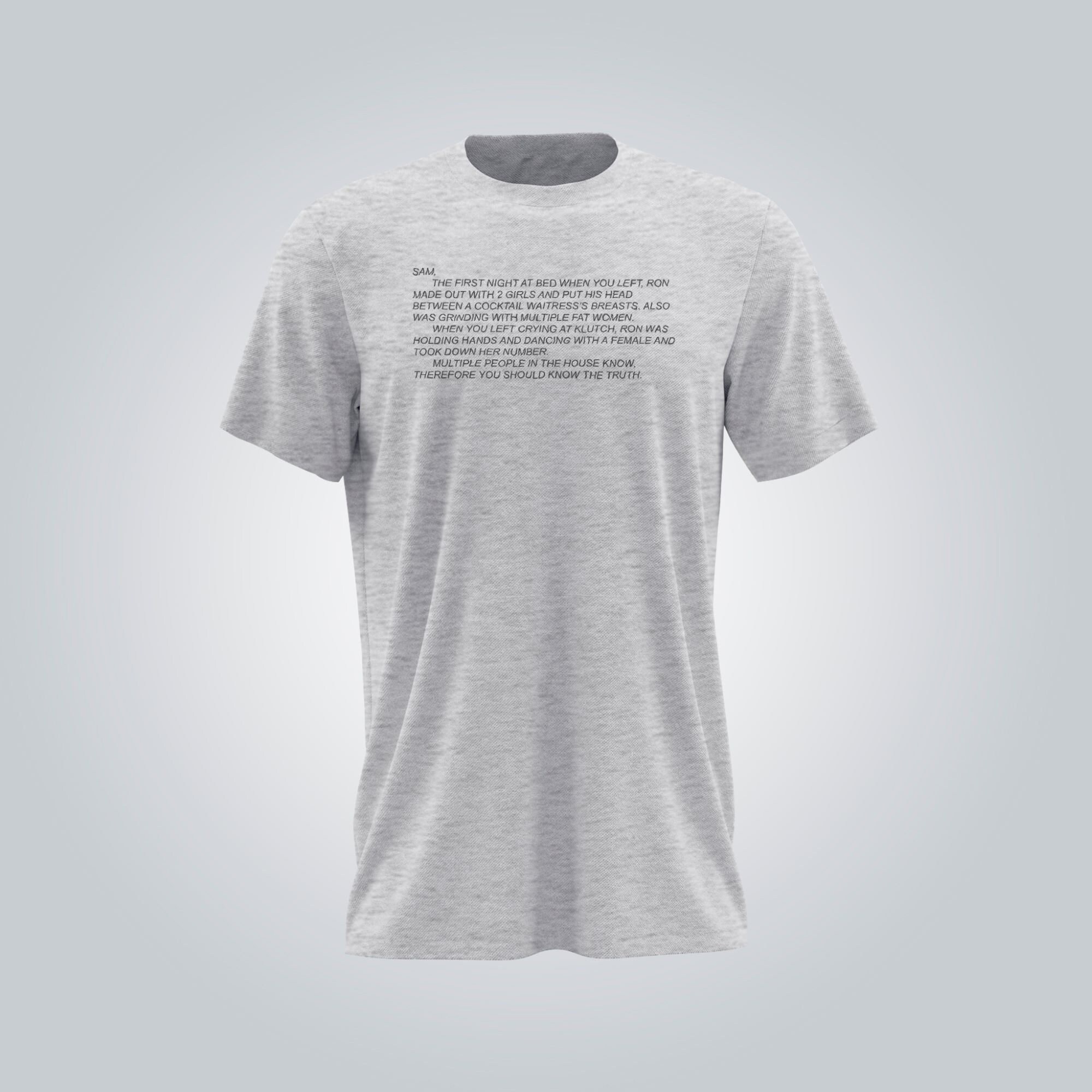 Jersey Shore "the Note" Unisex T-shirt, Dear Sam Anonymous Letter ...
