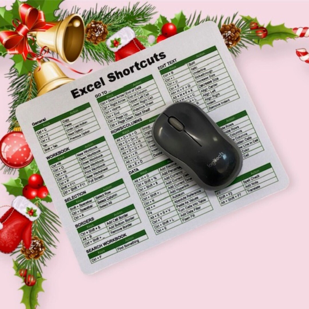 Excel Shortcuts Mouse Pad / Desk Accessories, Desk Accessories, Office ...