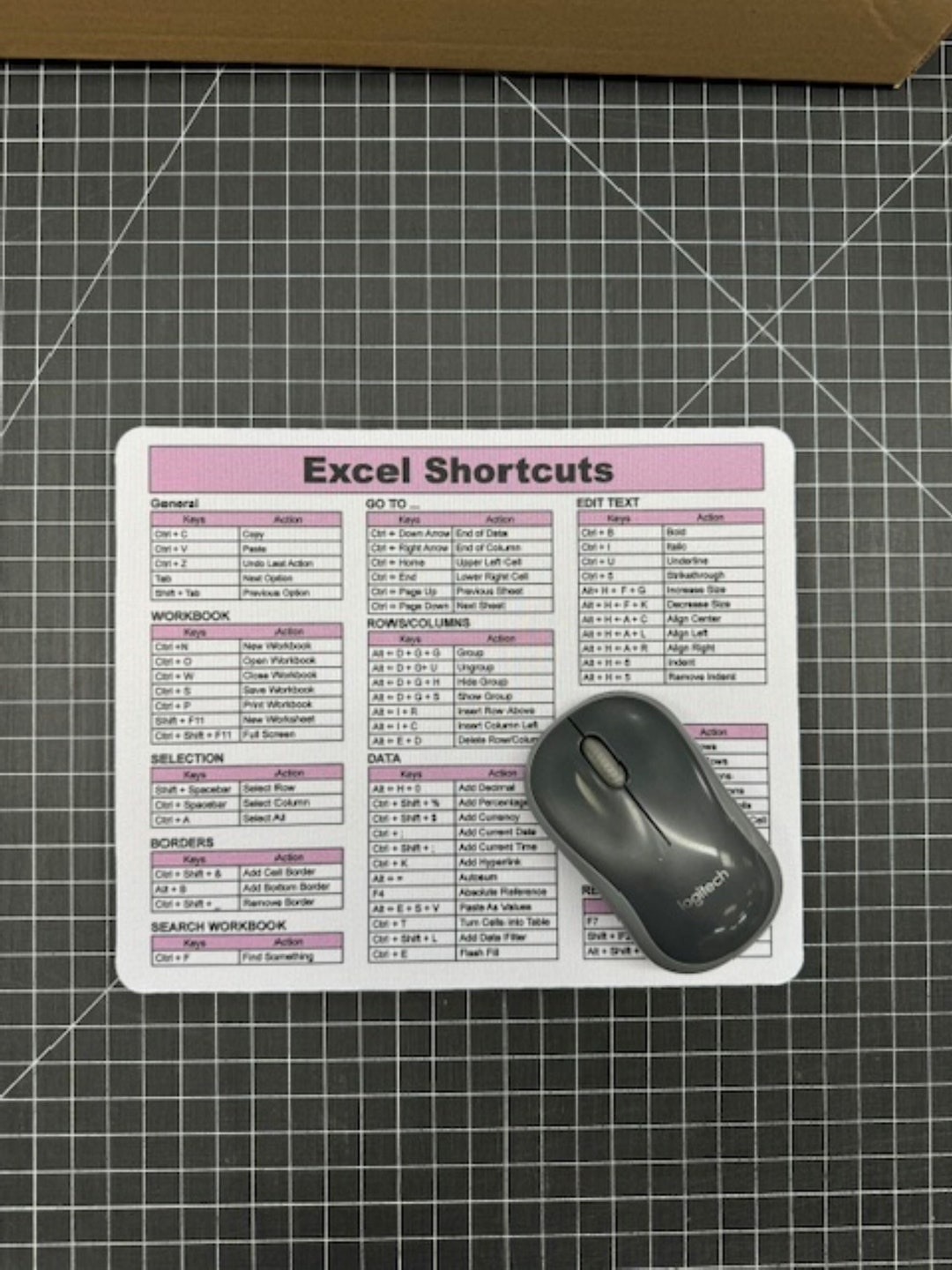 Purple - Excel Shortcuts Mouse Pad- Desk Accessories, Office Desk ...