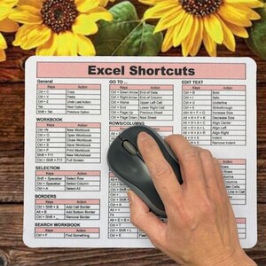 Pink Excel Shortcuts Mouse Pad: Office Desk Accessory - Etsy