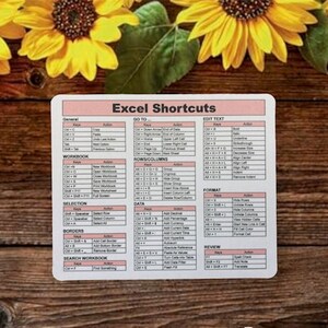Pink Excel Shortcuts Mouse Pad: Office Desk Accessory - Etsy